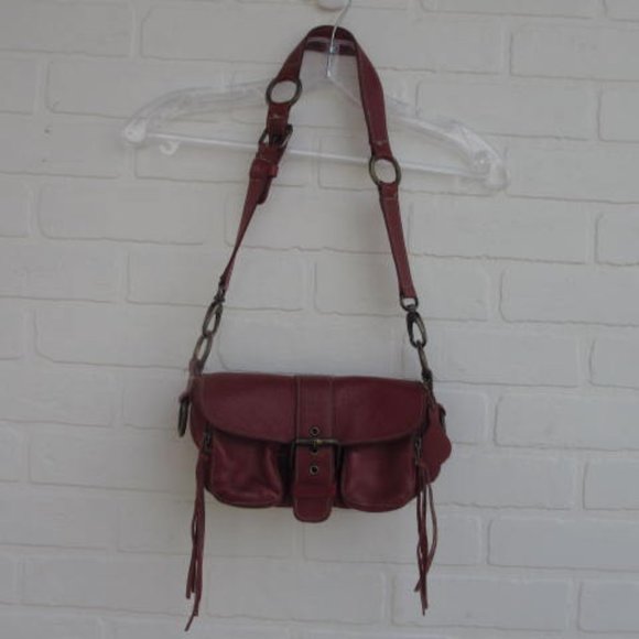 Roots | Bags | Vintage Roots Fire Engine Red Brass Buckle Leather Boho ...